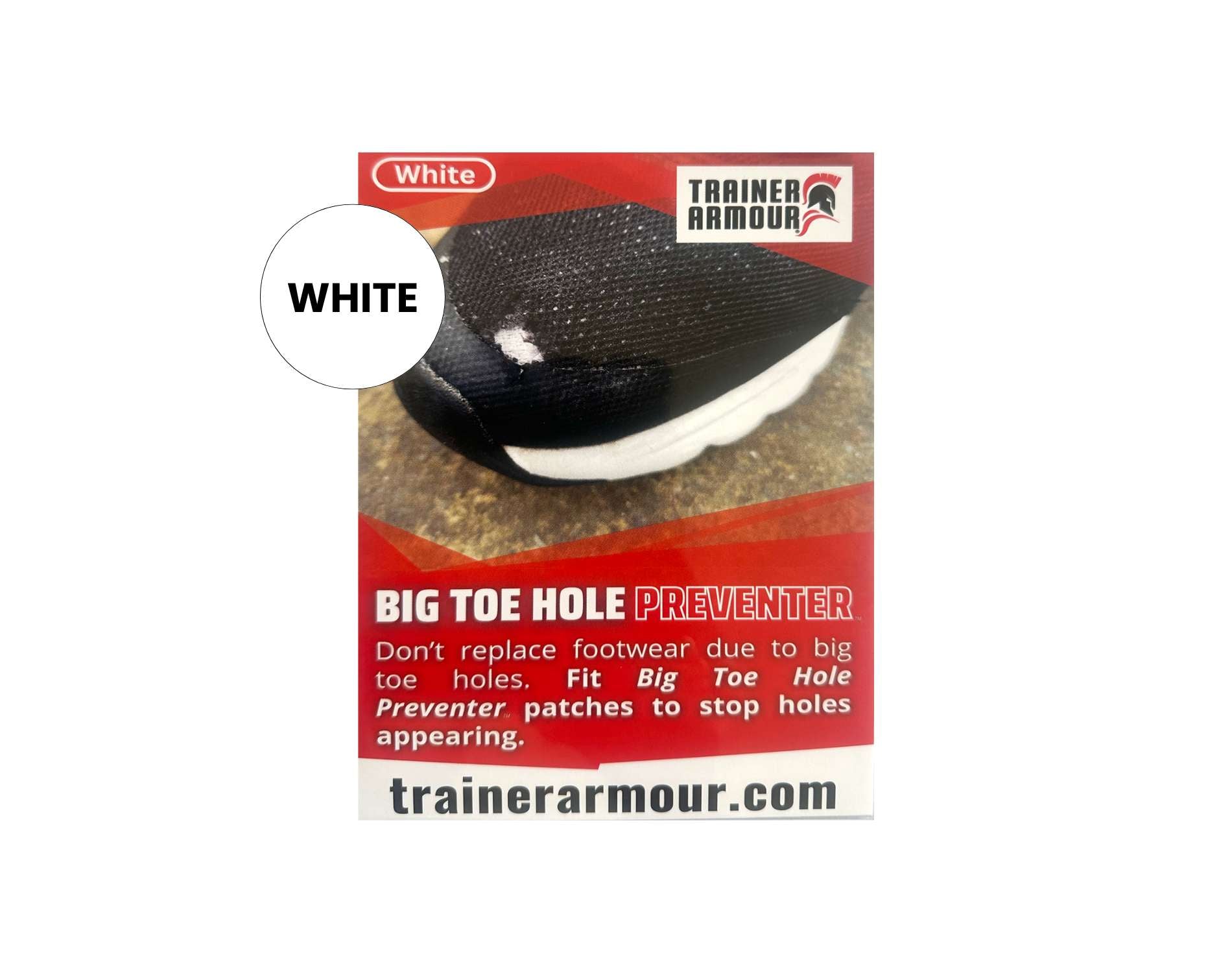Trainer Armour Big Toe Hole Preventer White – Active Feet
